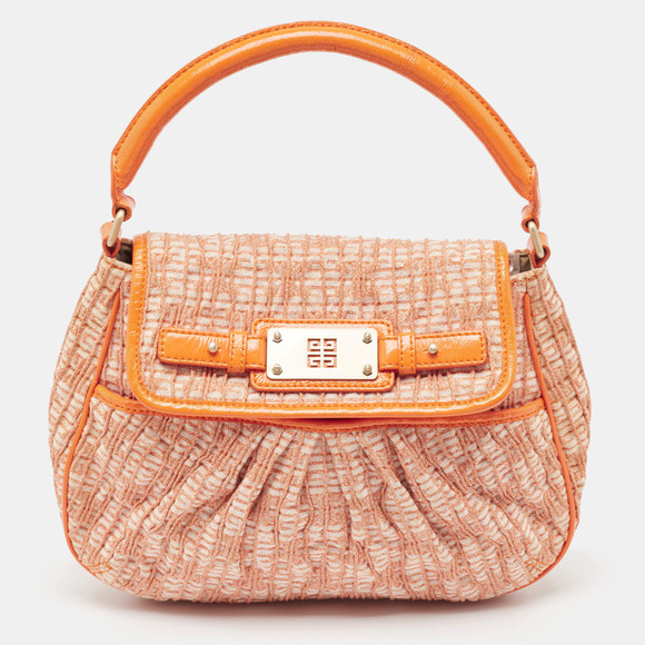 Givenchy | Bags | Givenchy Orangegold Monogram Pleated Fabric And ...